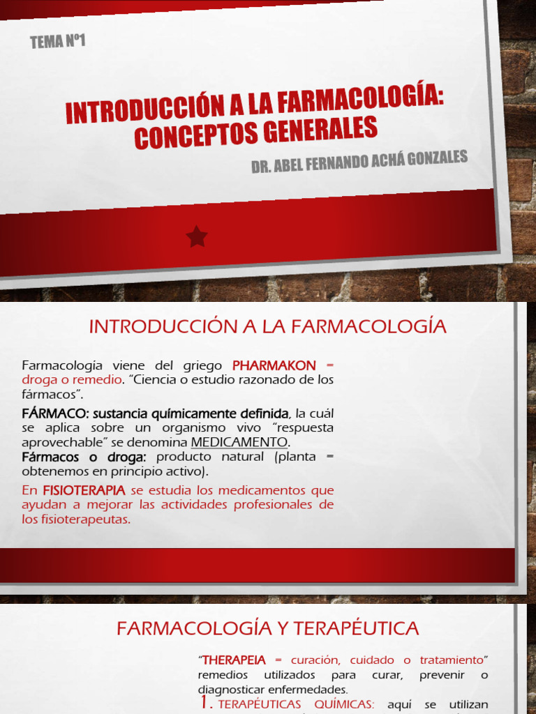 Tema 01 Introduccion A La Farmacologia | PDF | Farmacología | Terapia física