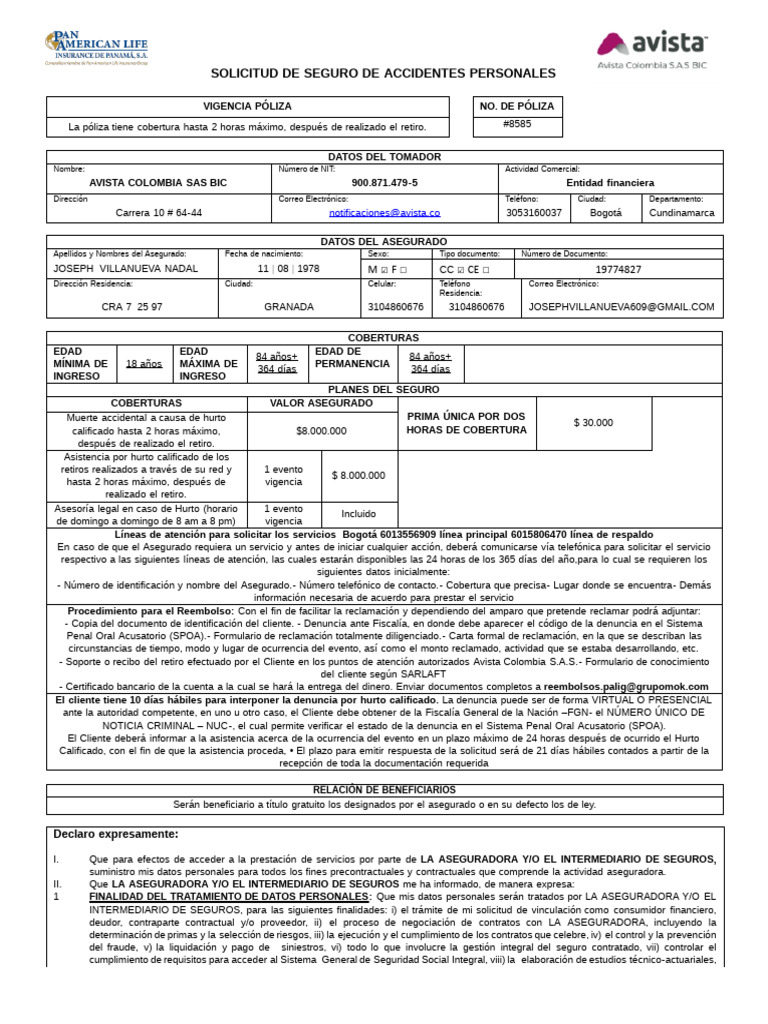 [1D] - Formato de Asegurabilidad Retiro en Efectivo | PDF | Seguro | Póliza de seguros