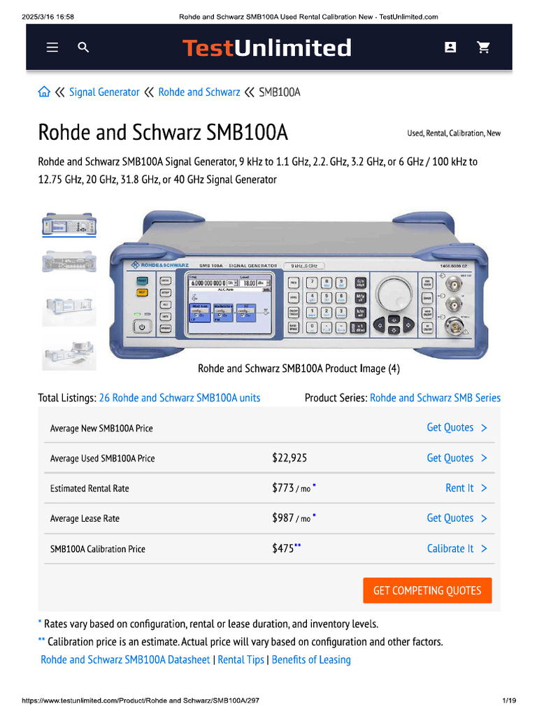 Rohde and Schwarz SMB100A Price | PDF