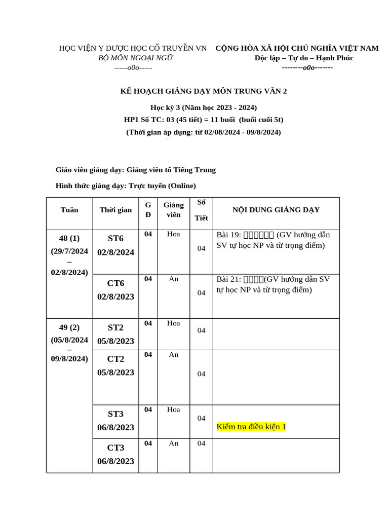 HK3 Dot 2 - KHGD HP2 (2023 - 2024) - Dung - 2.8-9.8.2024 | PDF