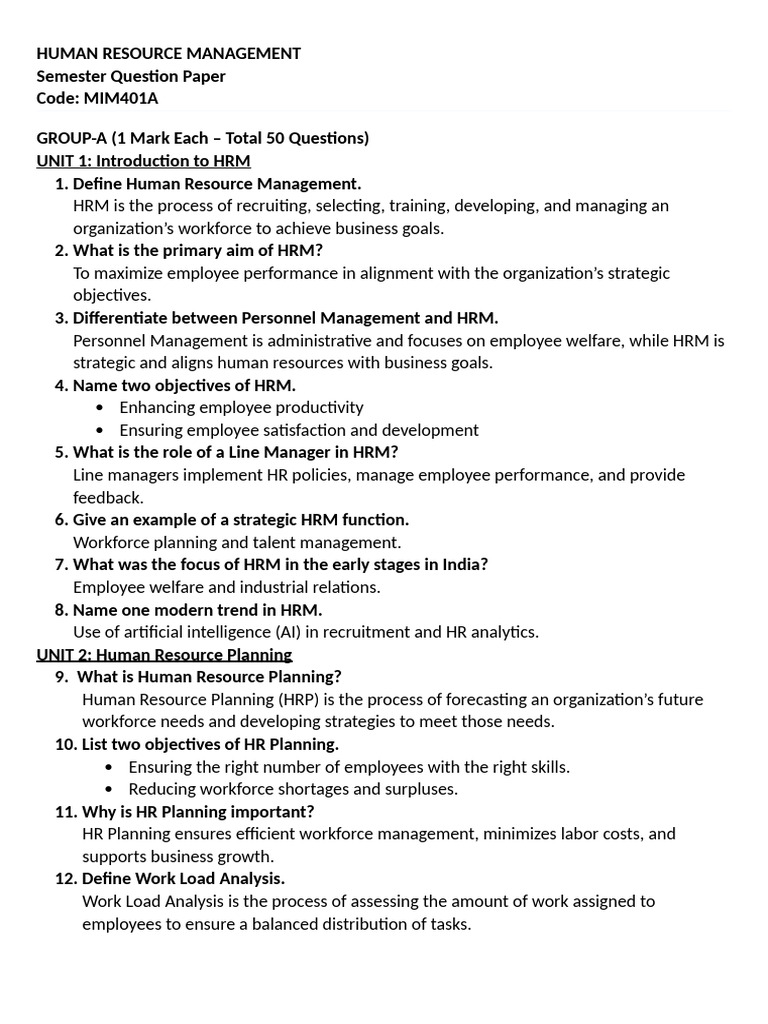 HRM Objectives and Planning Insights | PDF | Human Resource Management ...