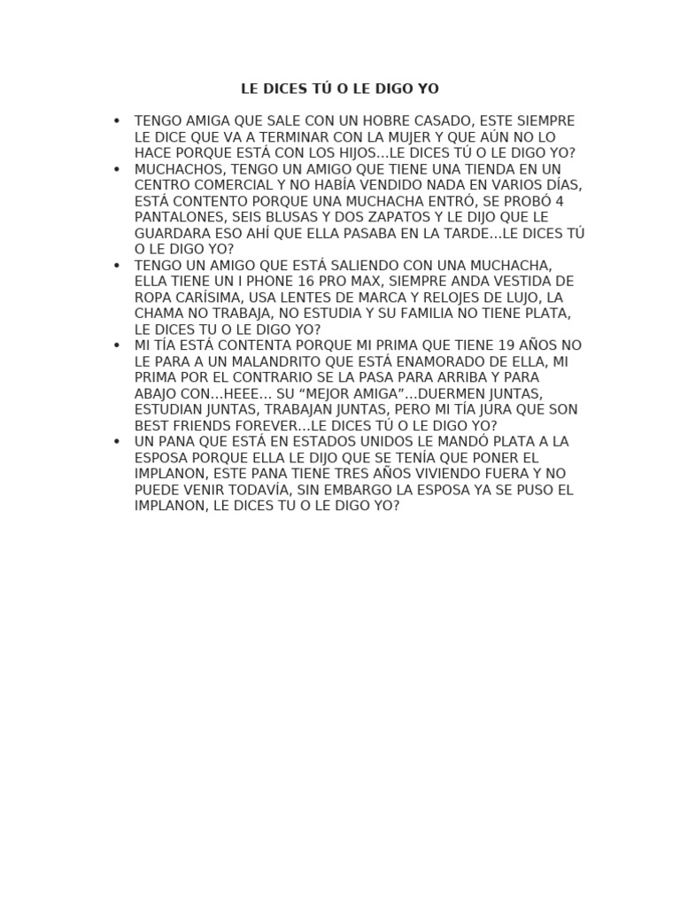 Le Dices Tãº o Le Digo Yo | PDF