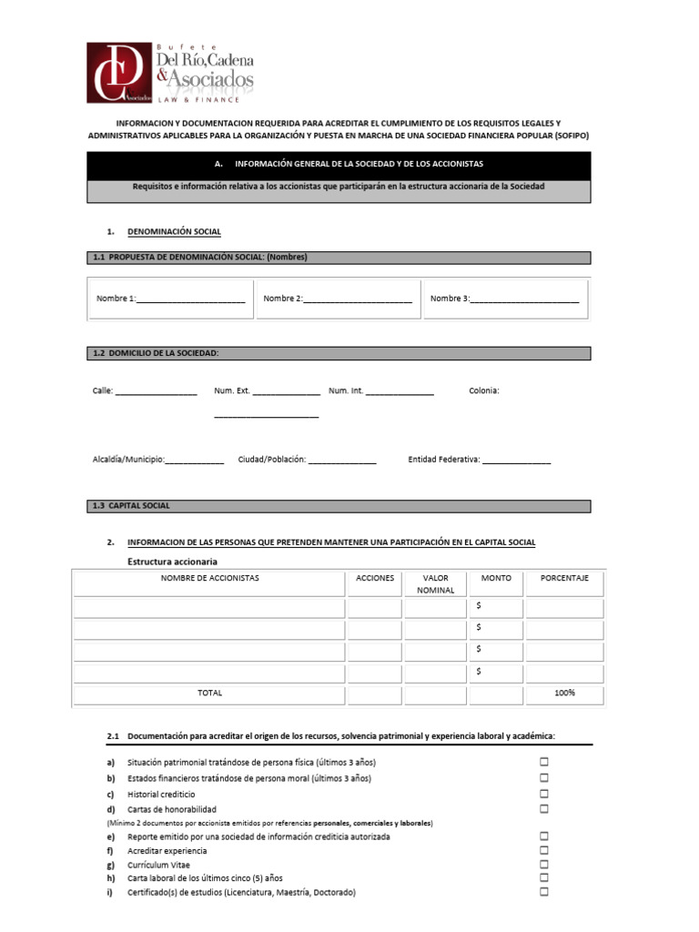Requisitos para Acreditar SOFIPO | PDF | Parentesco | Bancos