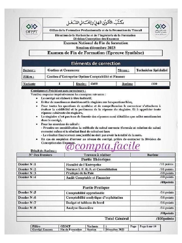Eff 2023 Corrigé v1 | PDF