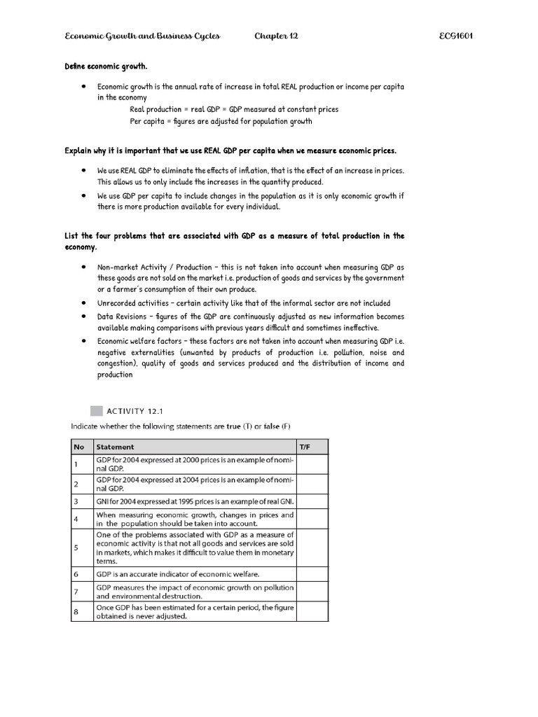 Economic Growth and Business Cycles | PDF | Gross Domestic Product ...