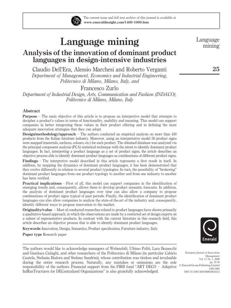 Dominant Product Languages in Design | PDF | Semantics | Principal ...