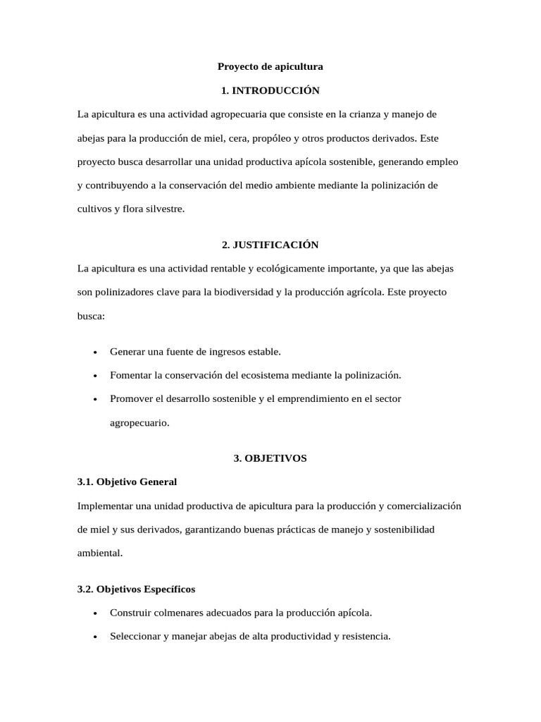 Proyecto de Apicultura Sostenible | PDF | Apicultura | Miel