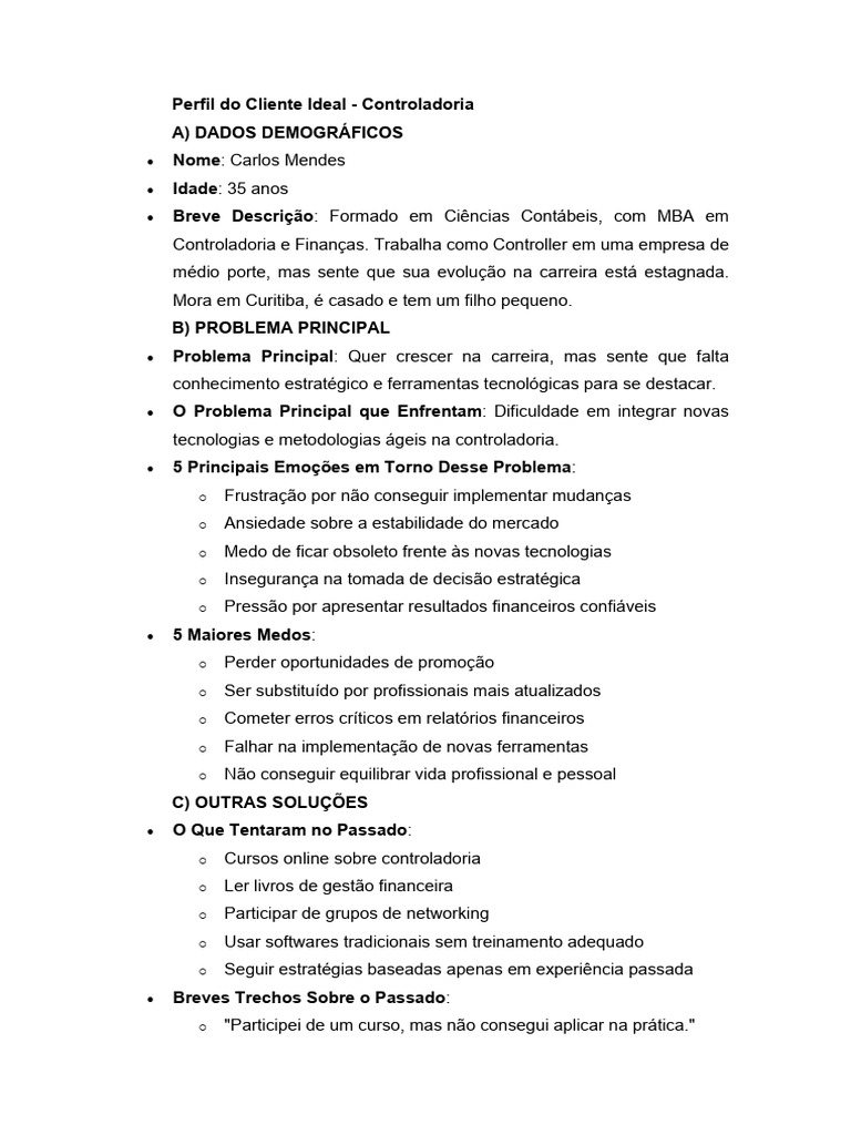 Perfil do Cliente Ideal em Controladoria | PDF | Inovação | Aprendizado