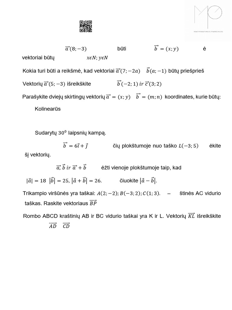 Kontrolinis Vektoriai | PDF