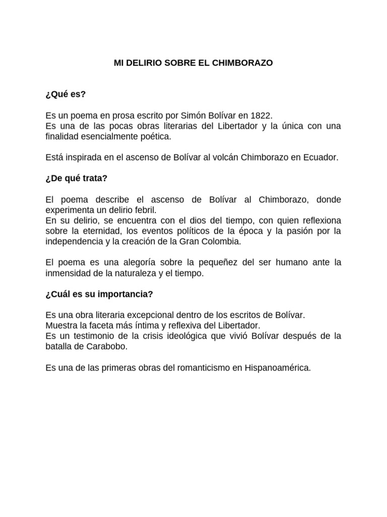 MI DELIRIO SOBRE EL CHIMBORAZO | PDF
