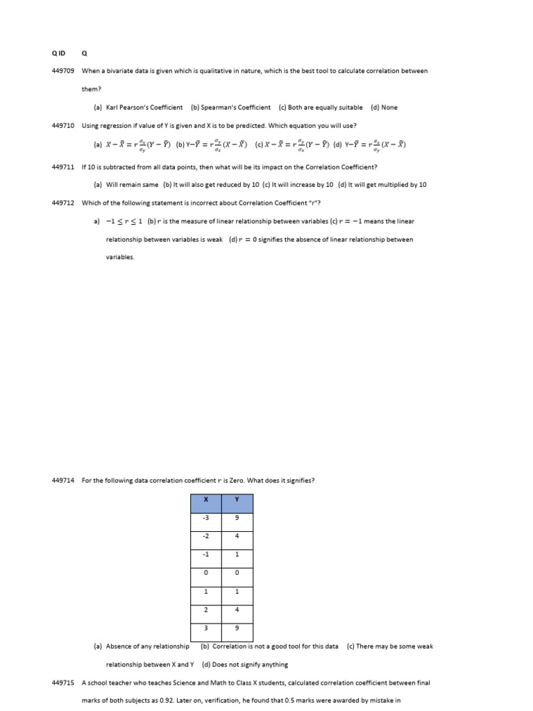 Correlation and Hypthesis Testing MCQs | PDF | Type I And Type Ii ...