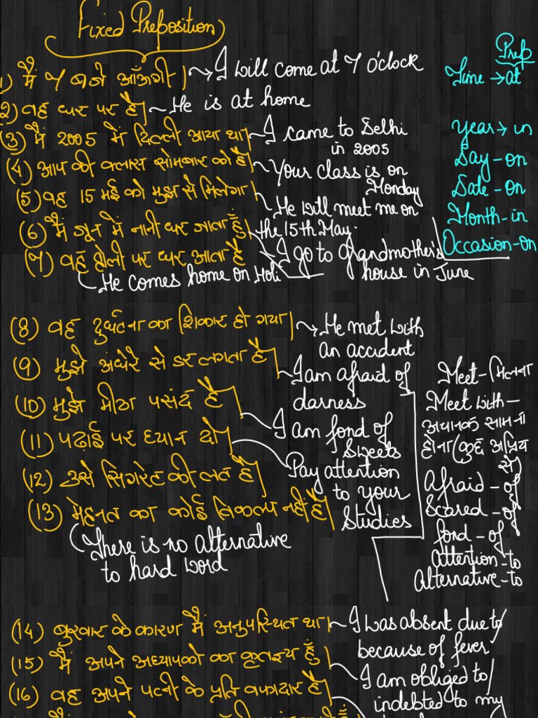 Preposition (Part-02) Hand Written | PDF
