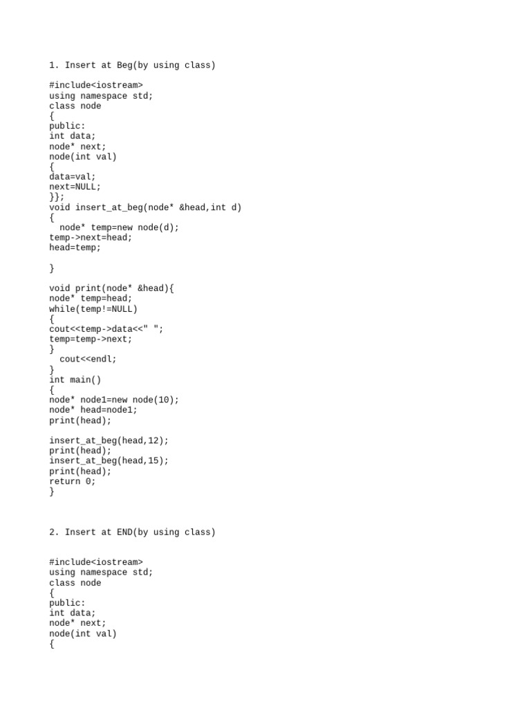 Insert Linked List Class (1) | PDF | Namespace | Computer Programming