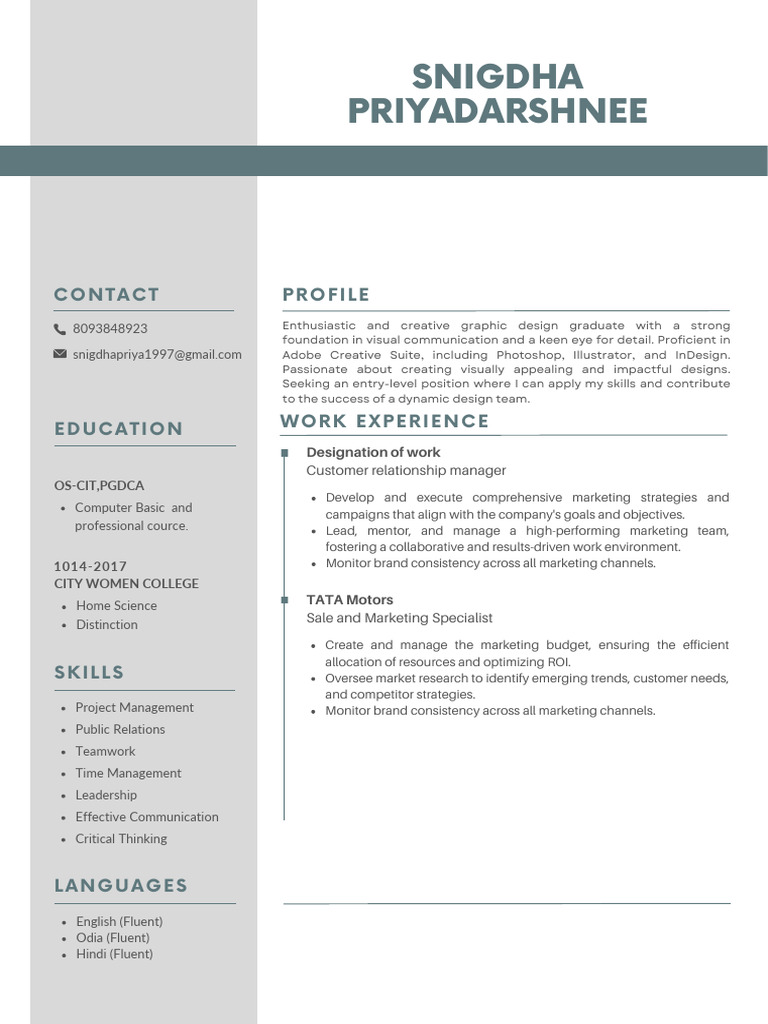 Gray and Green Simple Professional CV Resume | PDF