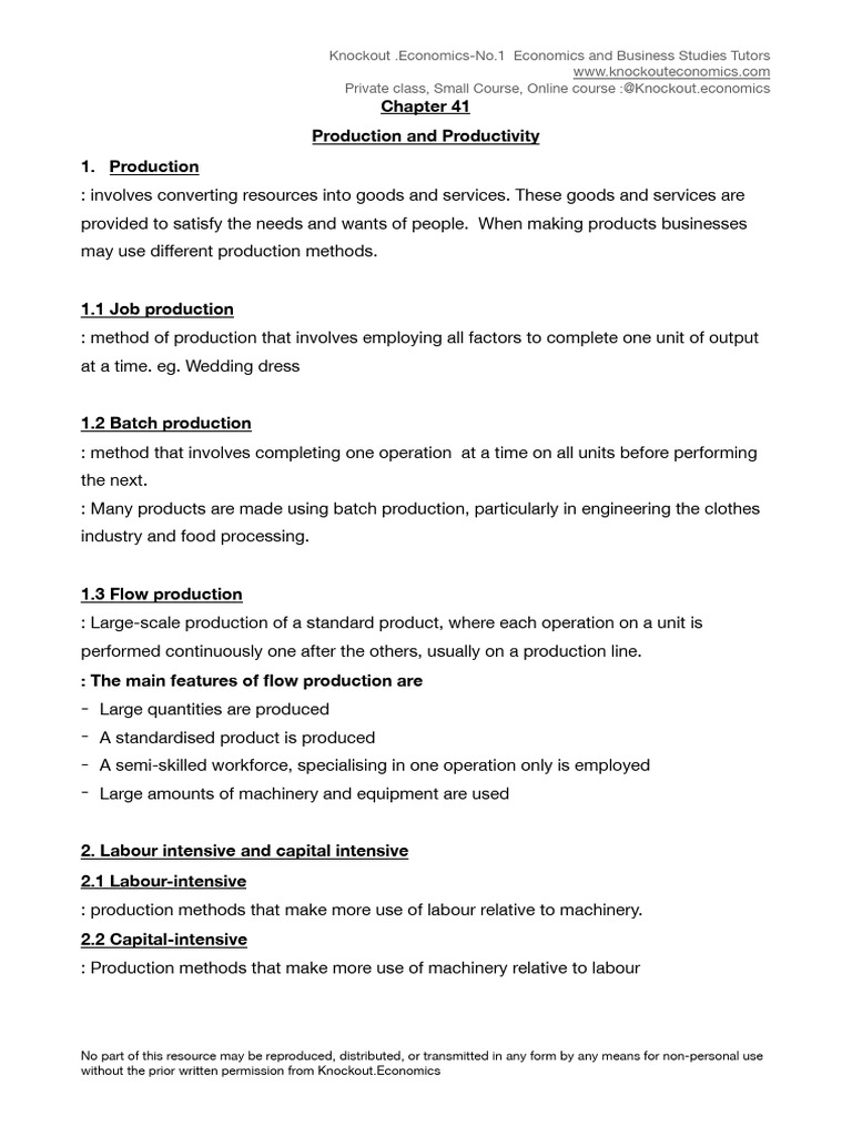 Understanding Production and Productivity | PDF | Economics | Labour ...