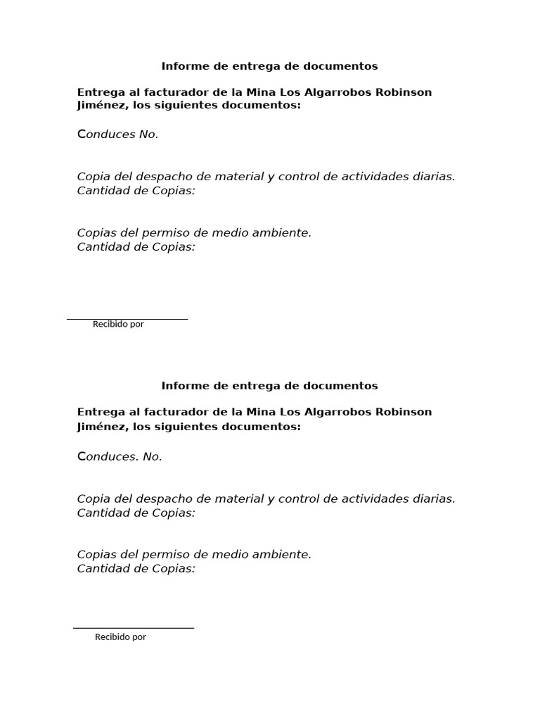 Informe de Entrega de Documentos | PDF