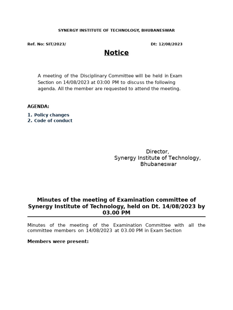 Disciplinary Committee Meeting Agenda | PDF | Policy | Disciplines