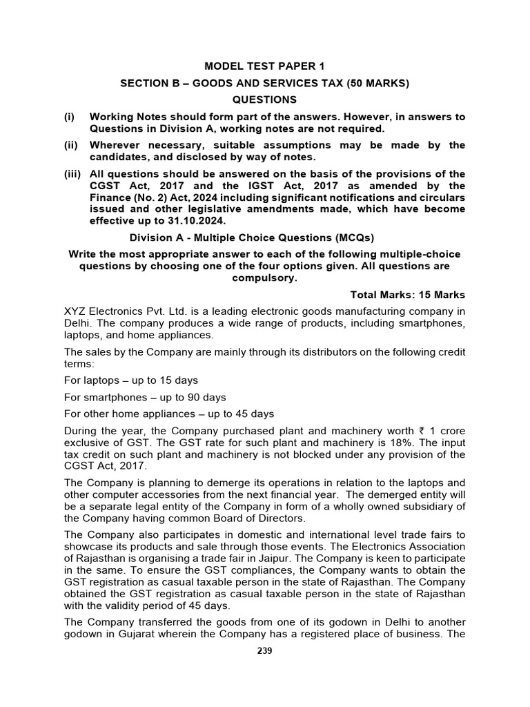 model test papers-Gst | PDF | Taxes | Multiple Choice