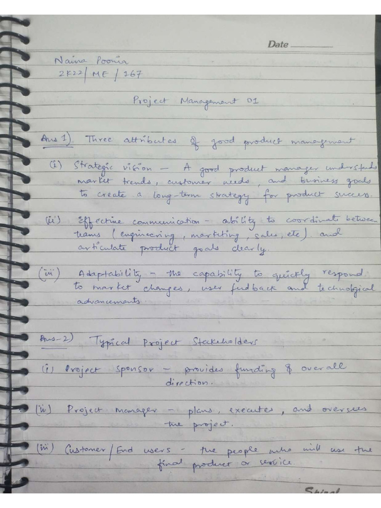 Proj Management 1 2k22 Me 167 | PDF