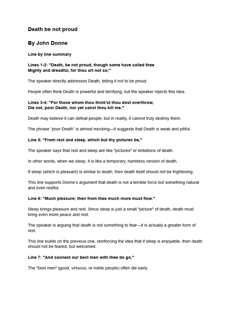 Death Be Not Proud by John Donne | PDF | Immortality | Death