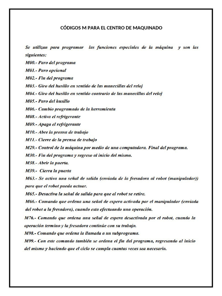 Códigos CNC | PDF