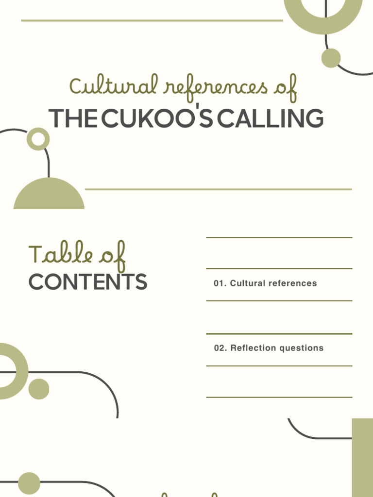 Cultural References in The Cuckoo's Calling | PDF