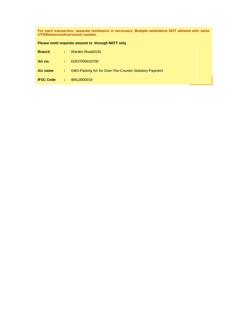 IDBI NEFT Payment for Stamp Duty | PDF