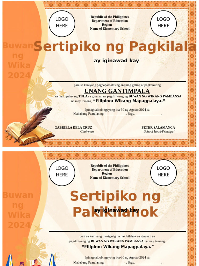 Buwan NG Wika Certificate - Powerpoint | PDF