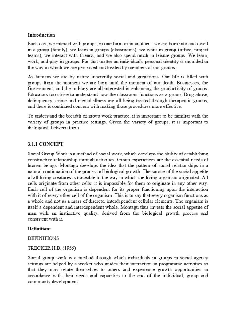 Social Group Work Unit 1 | PDF | Social Group | Psychological Trauma