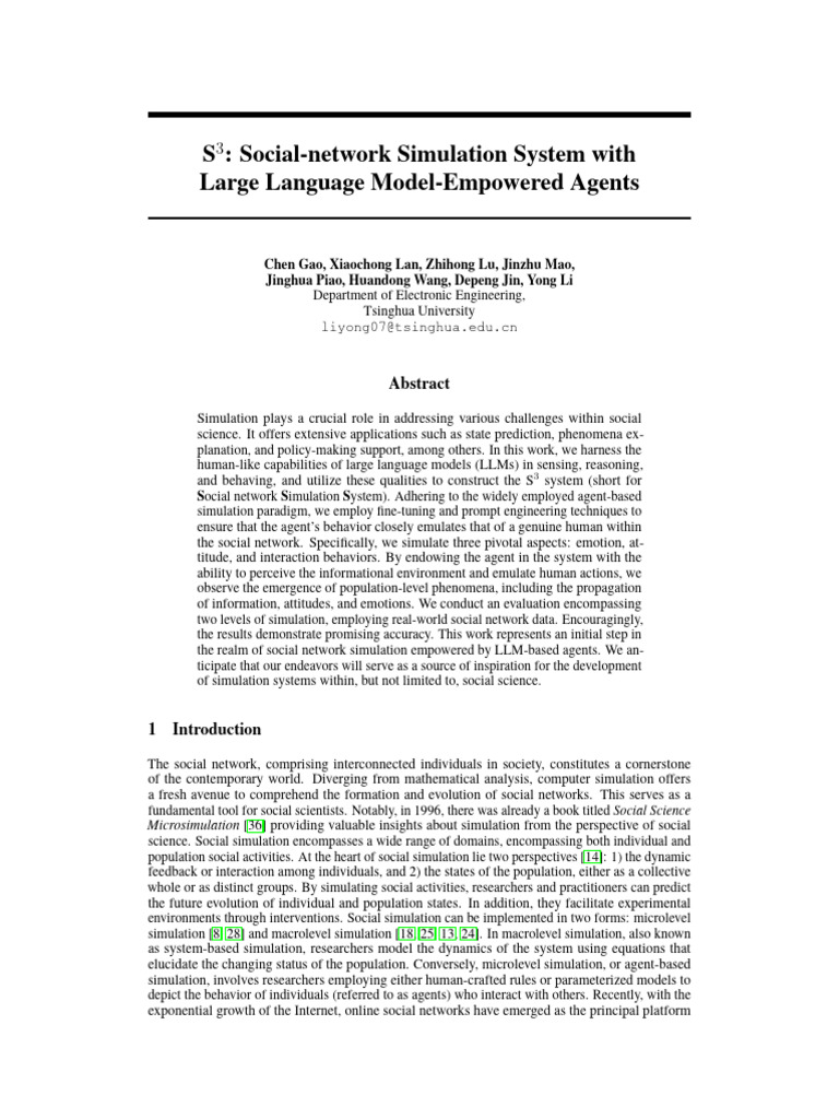 S3: LLM-Driven Social Network Simulation | PDF | Simulation | Attitude ...