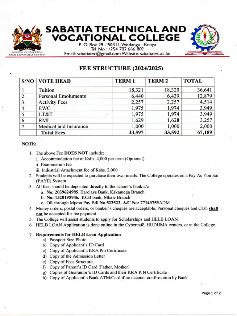 Fees Structure 2024-2025 | PDF