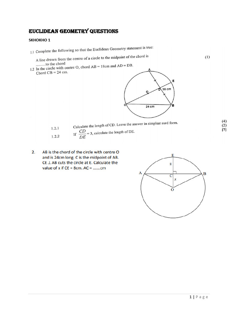 Euclidean Geometry Questions | PDF