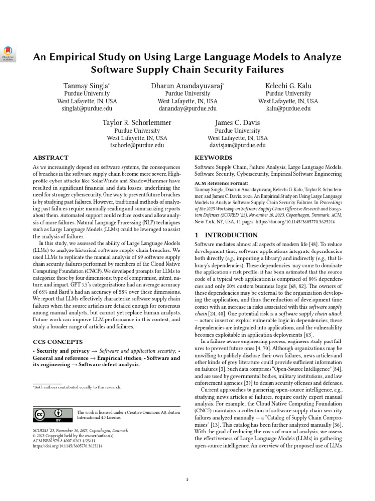 An Empirical Study On Using Large Language Models To Analyze Software Supply Chain Security ...