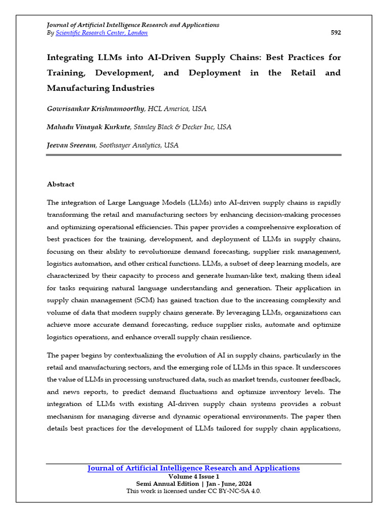 6. Integrating+LLMs+into+AI-Driven+Supply+Chains | PDF | Artificial Intelligence | Intelligence ...