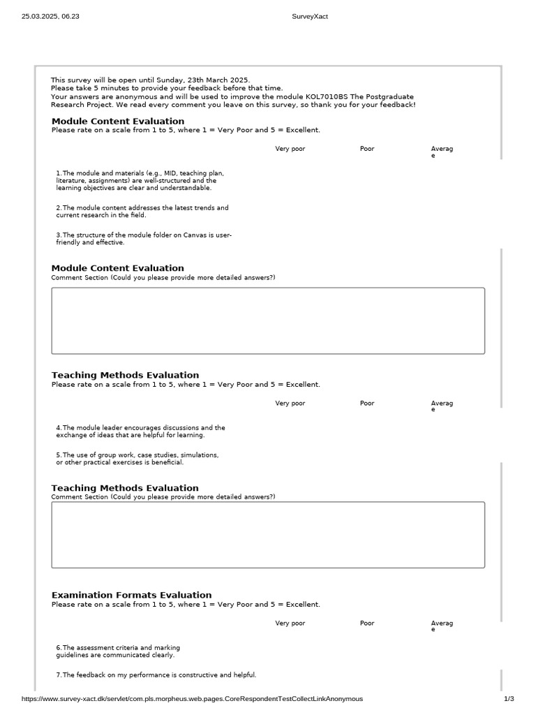 SurveyXact - Questionnaire | PDF | Teaching Method | Evaluation
