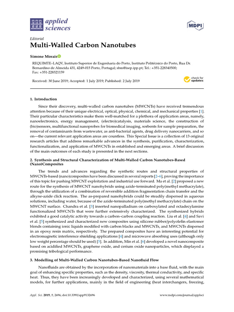 Advances in Multi-Walled Carbon Nanotubes | PDF | Carbon Nanotube ...
