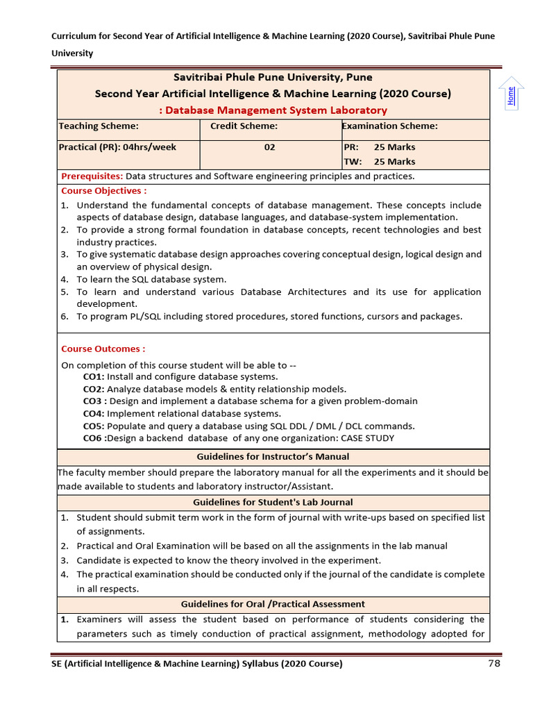 AI & ML Second Year Curriculum 2020 | PDF | Databases | Pl/Sql