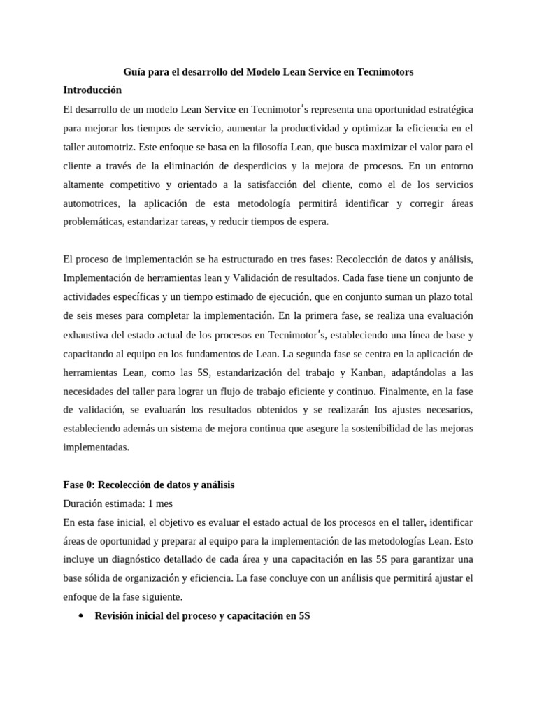 Implementación del Modelo Lean en Tecnimotors | PDF | Lean Manufacturing