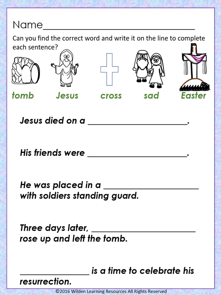 Resurrection Sentence Worksheet | PDF