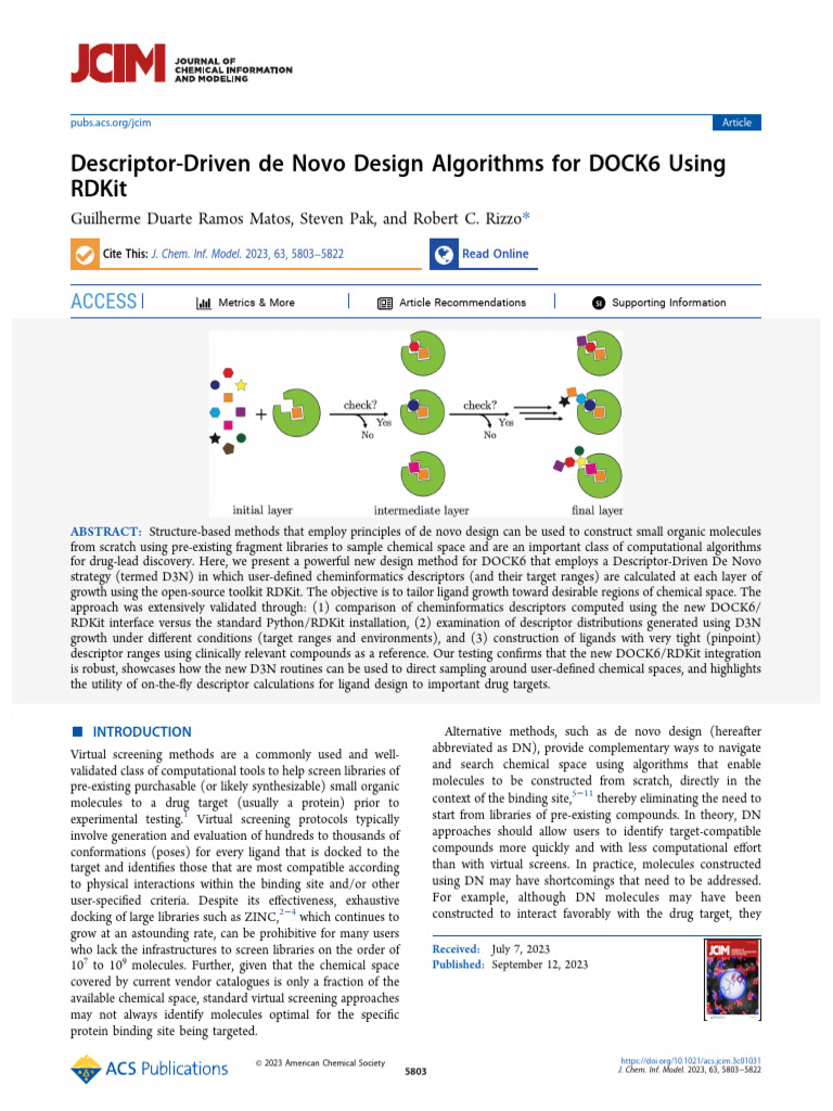 Duarte Ramos Matos Et Al. - 2023 - Descriptor-Driven de Novo Design Algorithms For DO | PDF ...