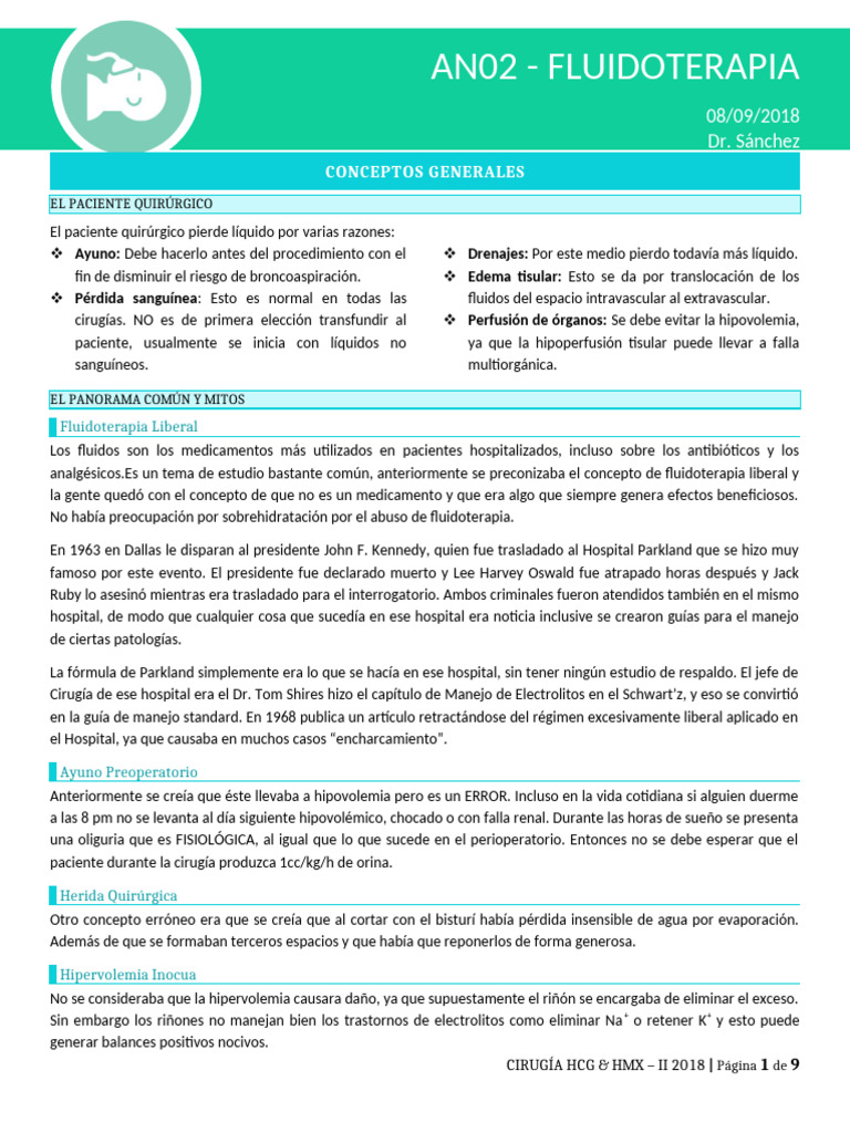 AN02-Fluidoterapia-Dr. Sánchez | PDF | Angiotensina | Sodio