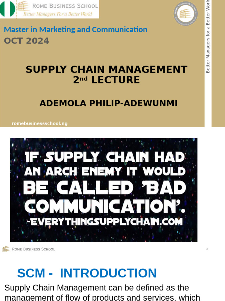 RBS Philip Adewunmi SCM Lecture 2ND MODULE NOV 2024 | PDF | Supply Chain Management | Supply Chain