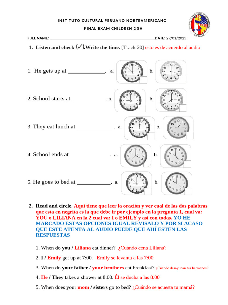 Final Exam-Children 2GH | PDF