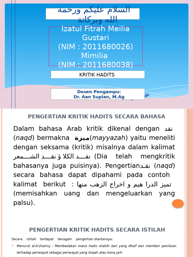 Pengertian dan Cakupan Kritik Hadits | PDF