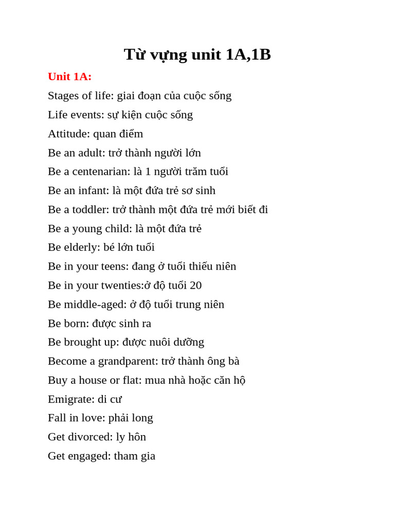 T V NG Unit 1A, 1B | PDF