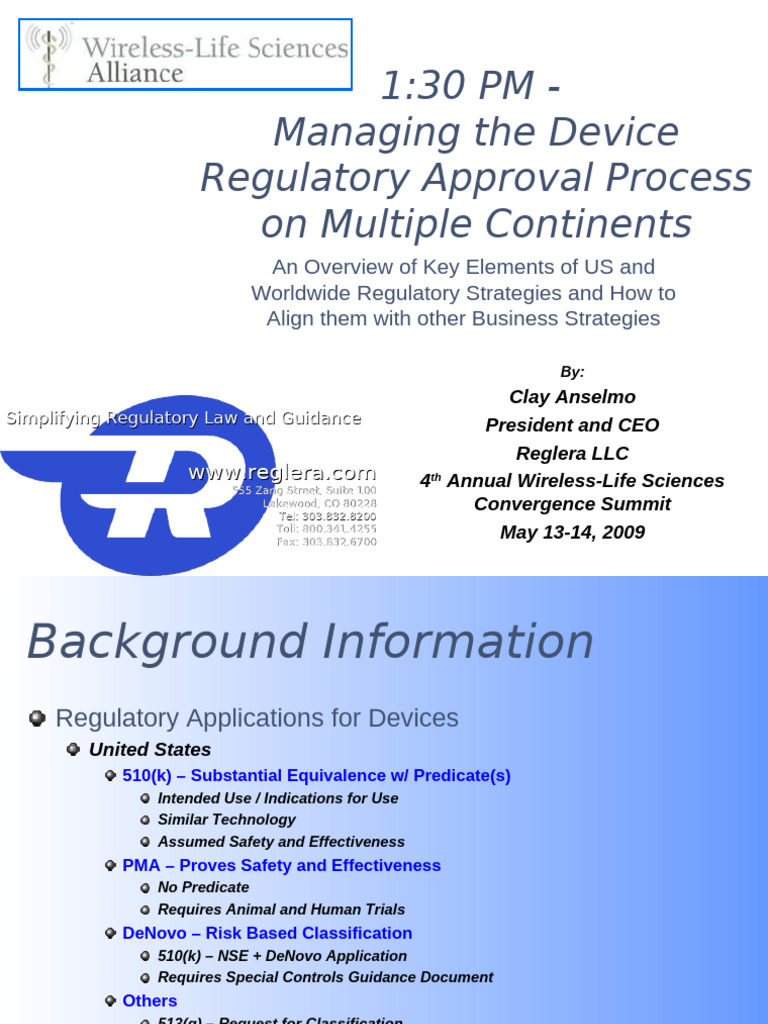 130 PM - Managing The Device Regulatory Approval Process On | PDF ...