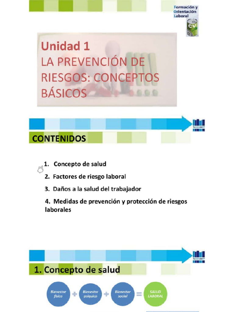 Presentación Ud 1. La Prevención de Riesgos Conceptos Básicos | PDF