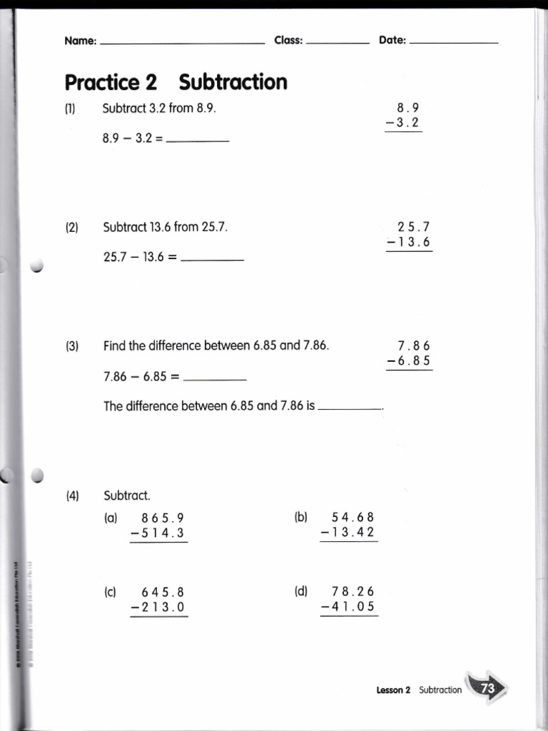 Subtraction Practice Worksheets | PDF