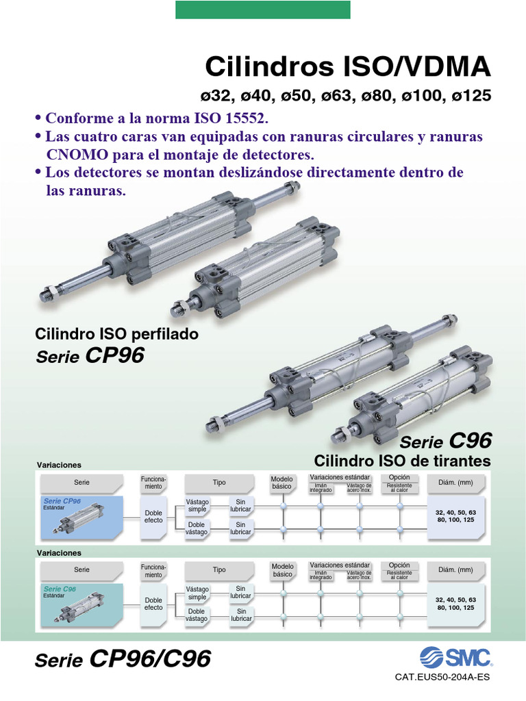 Cilindros ISO/VDMA: Serie | PDF | Arandela (Hardware) | Acero