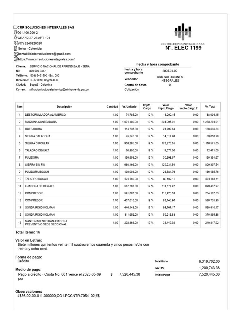Prefactura Sena Bogota | PDF